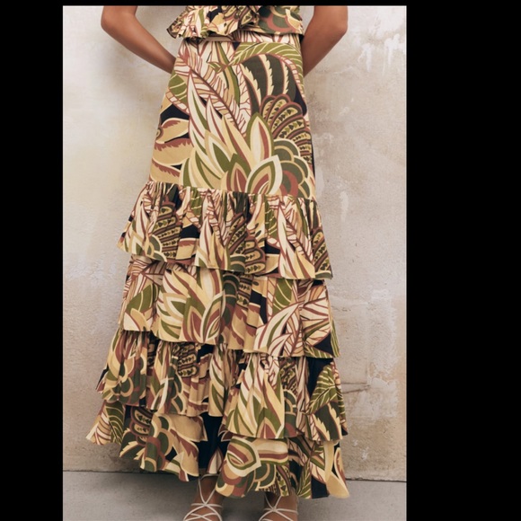 Zara | Dresses | Zara Linen Blend Ruffles Printed Skirt | Poshmark
